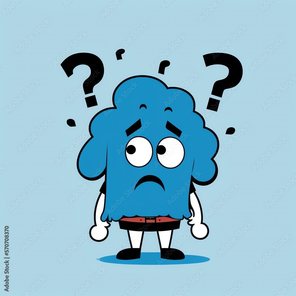 a cartoon character with question marks around their head, ai generated ...