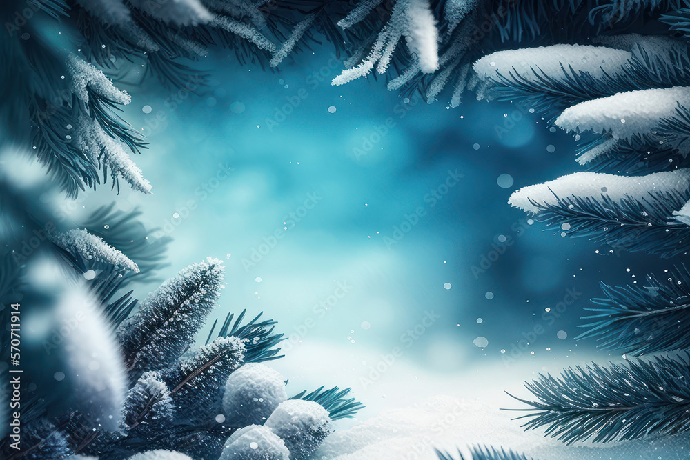 Blue winter christmas nature background as a digital illustration ...