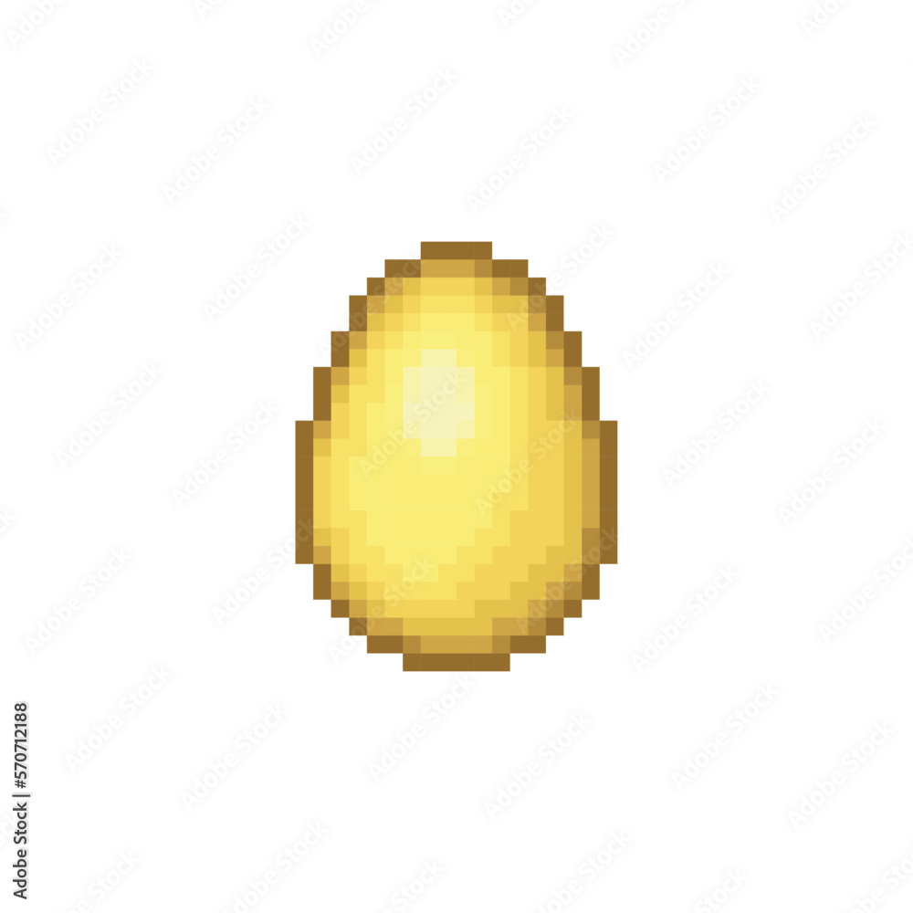 Golden chicken egg, pixel art object Stock Vector | Adobe Stock