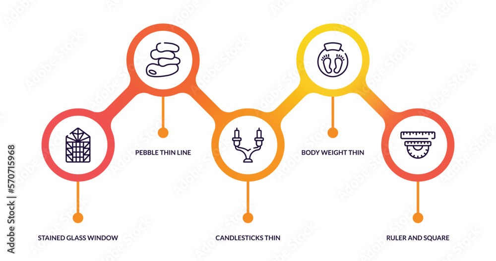 set of miscellaneous outline icons with infographic template. thin line ...