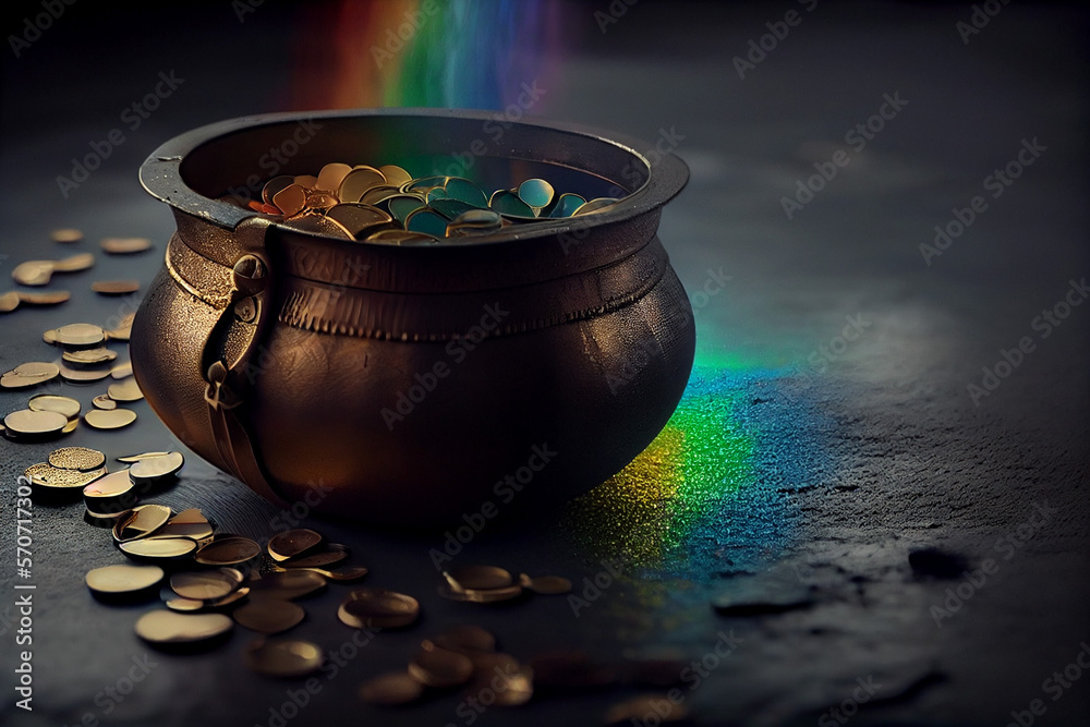 A pot of gold at the end of a rainbow. Created with Generative AI ...