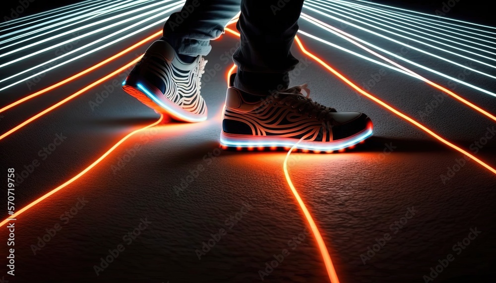 walking feet on light way, idea for Digital Footprint and Digital trace ...