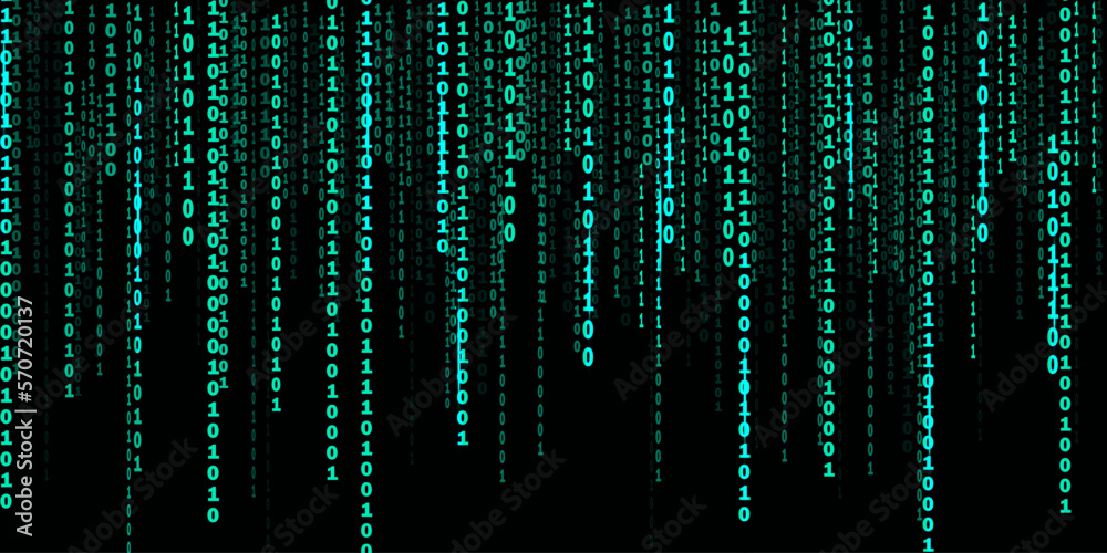 Matrix texture on the dark background with different numbers and lights ...