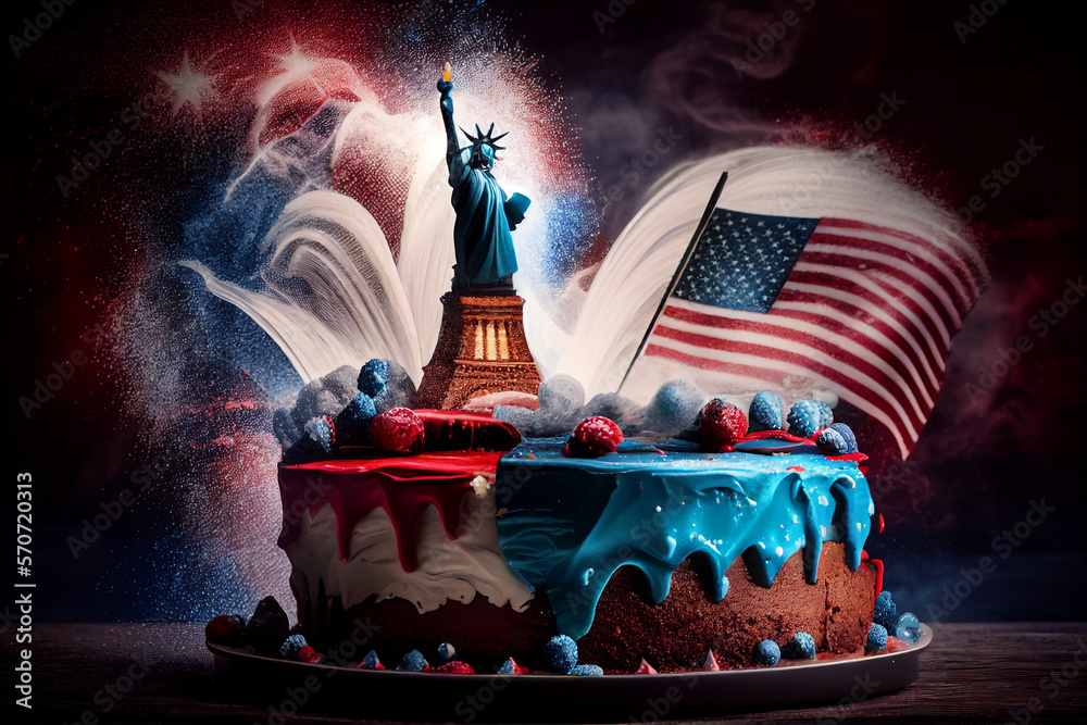 photo of A patriotic cake for Independence Day with red, white, and ...