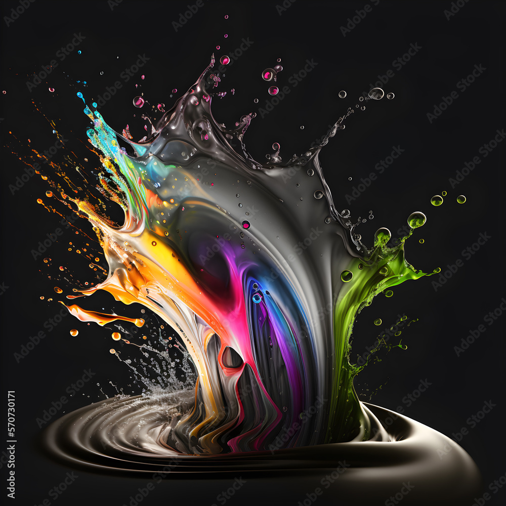 Colorful paint splash explosion on black background. Generative Ai ...
