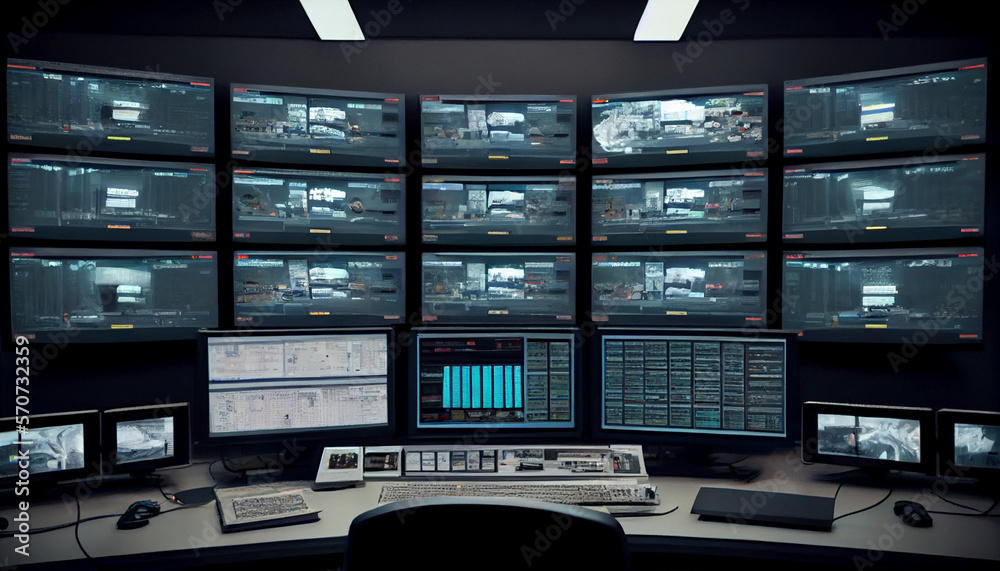 Regulation of safety inside of cctc room showing monitors with ...