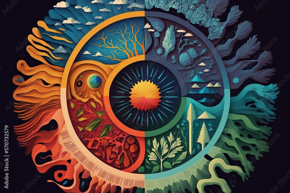 Abstract representation of carbon cycle, concept of Biogeochemical and ...