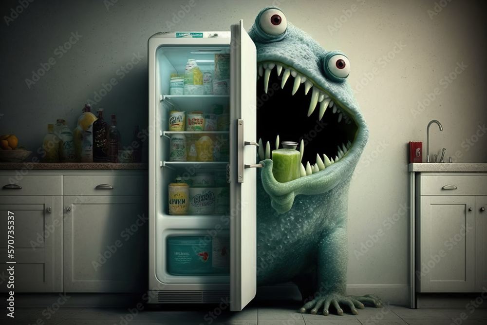 Open the fridge at your own risk. a monster awaits inside, concept of ...