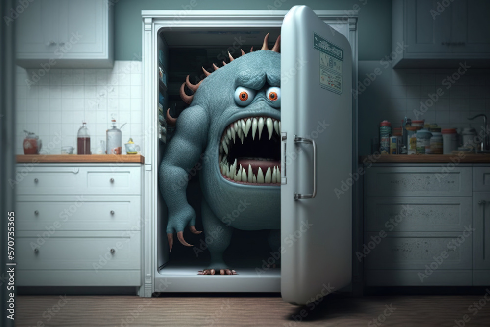 Open the fridge at your own risk. a monster awaits inside, concept of ...