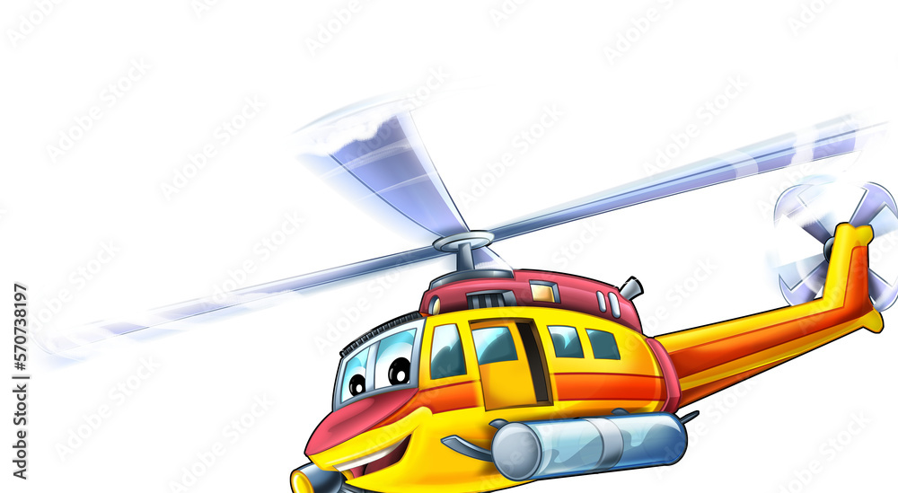 cartoon ambulance rescue helicopter flying on duty illustration for ...