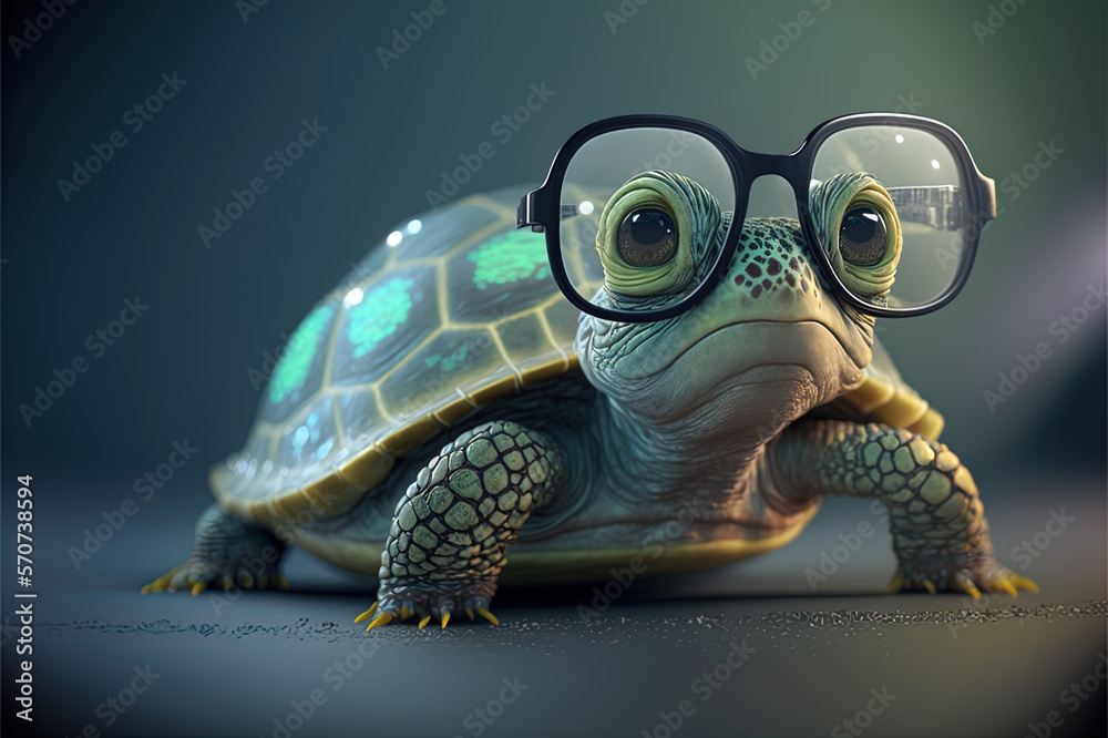 Cute Turtle with glasses Stock Illustration | Adobe Stock