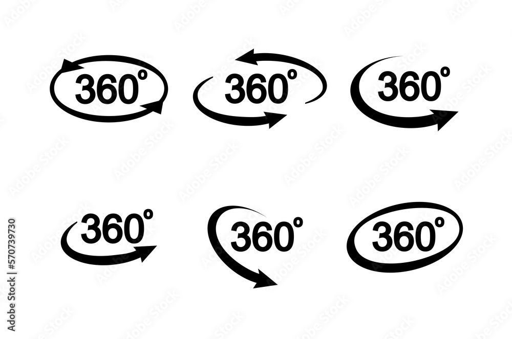 360 degrees view related sign set isolated on transparent background ...