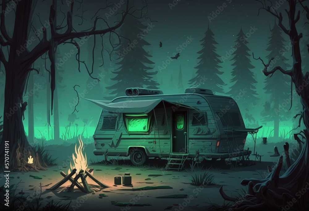 A Frightening AI-Generated Render of a 2D Haunted Campsite in the Dark ...