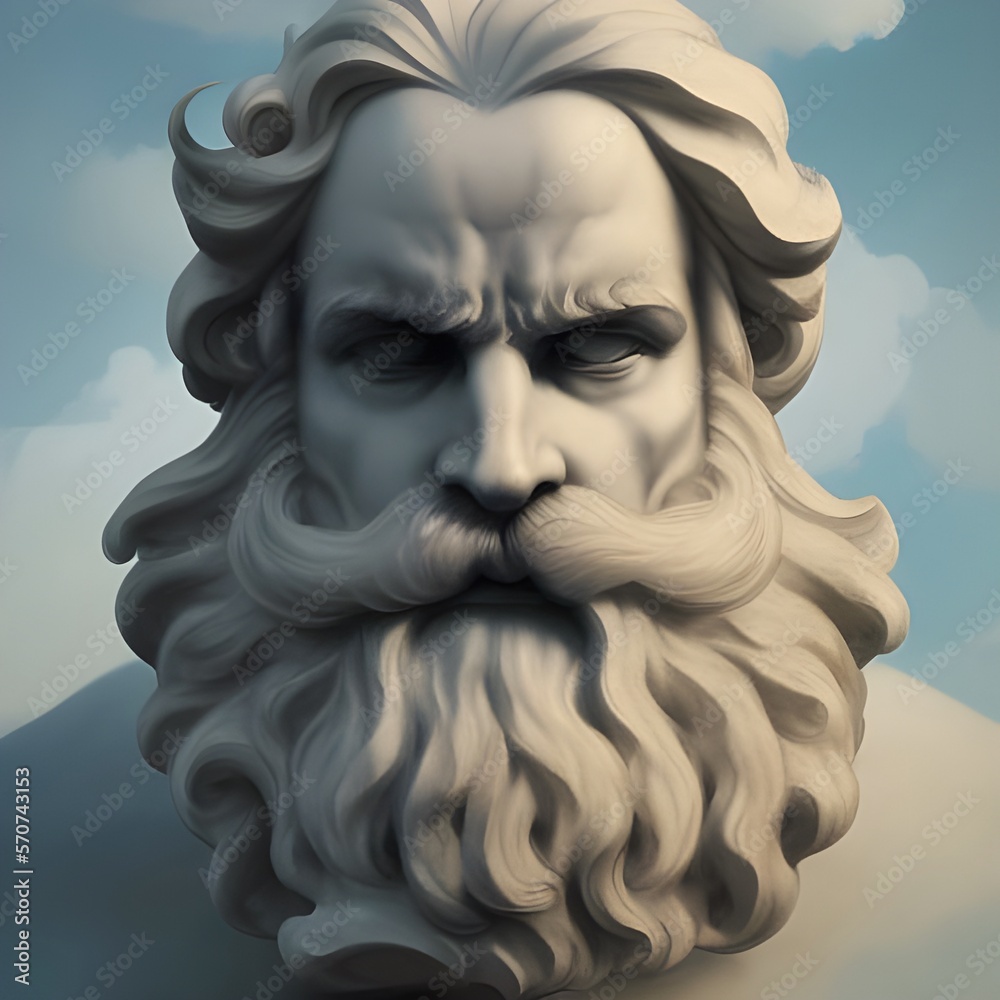 Generative AI image featuring a chiseled white marble statue bust of ...