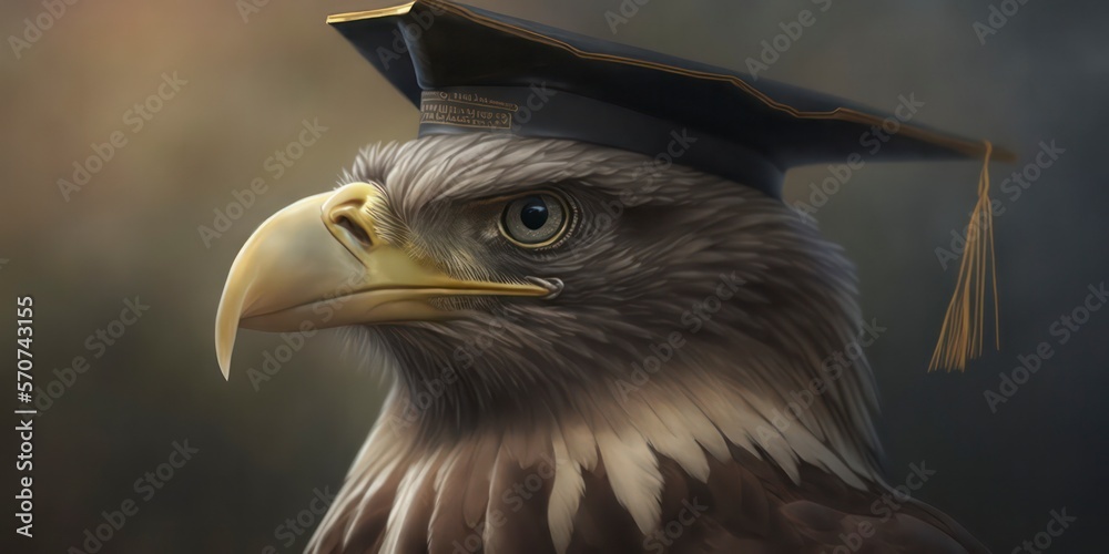 eagle wearing graduation hat illustration, generative AI, Eagle Soars ...