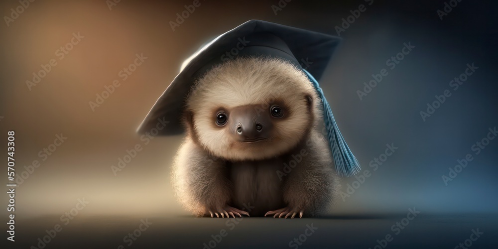 Sloth wearing graduation hat illustration, Sloth Celebrates Graduation ...