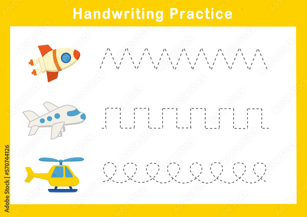 Handwriting practice sheet. Basic writing. Educational game for ...