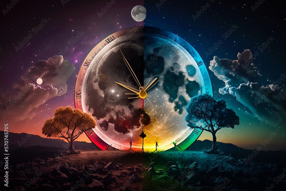Day and night time change concept, 24 Hours. from morning till dawn ...
