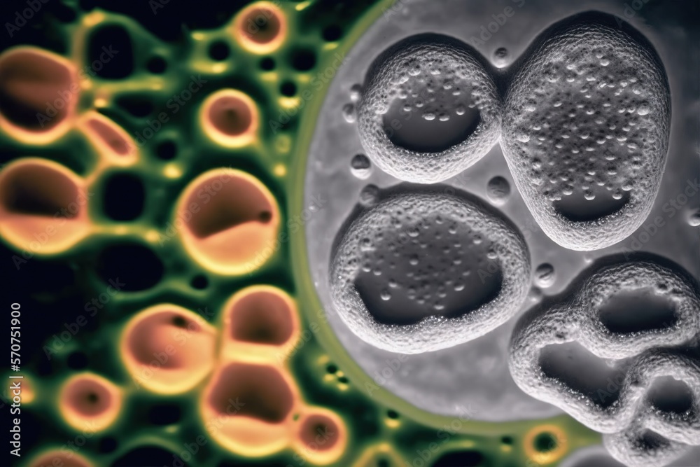 Colorized recreation of the interior of diseased prokaryotic human ...