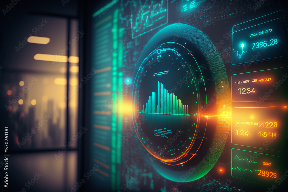 The Super computer server room with illuminated light of information ...