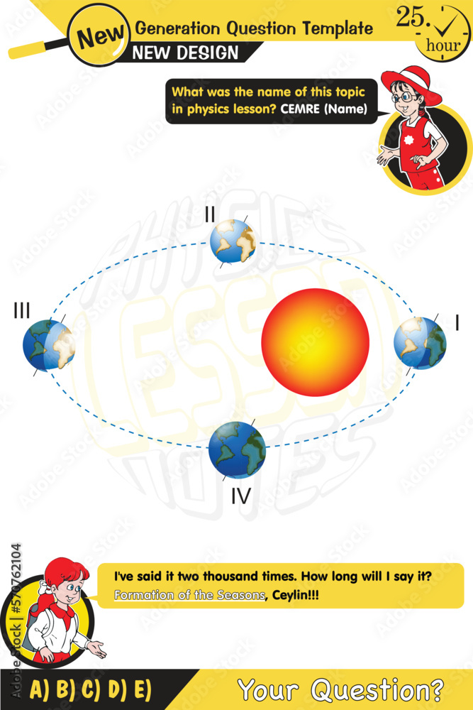 Physics, movements of the earth around the sun, formation of the ...