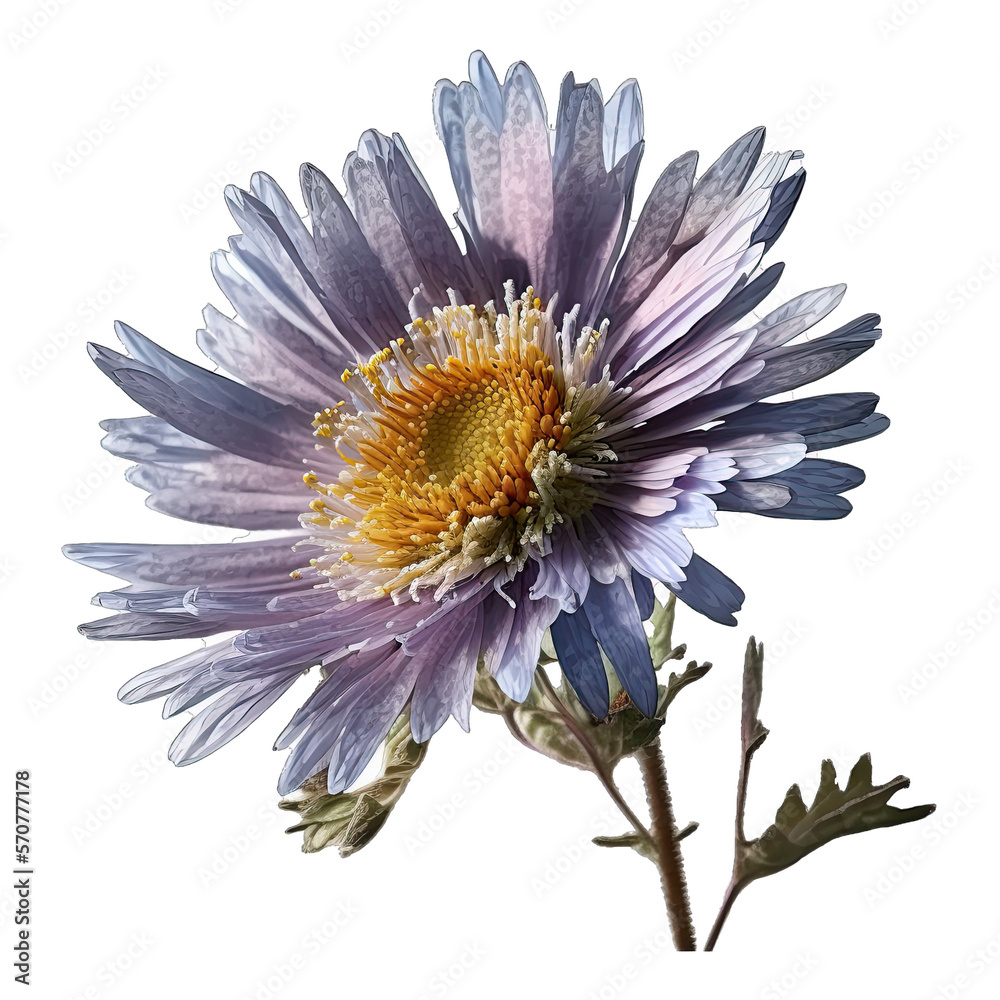 Aster Flower Design Elements Isolated on Transparent Background: A ...