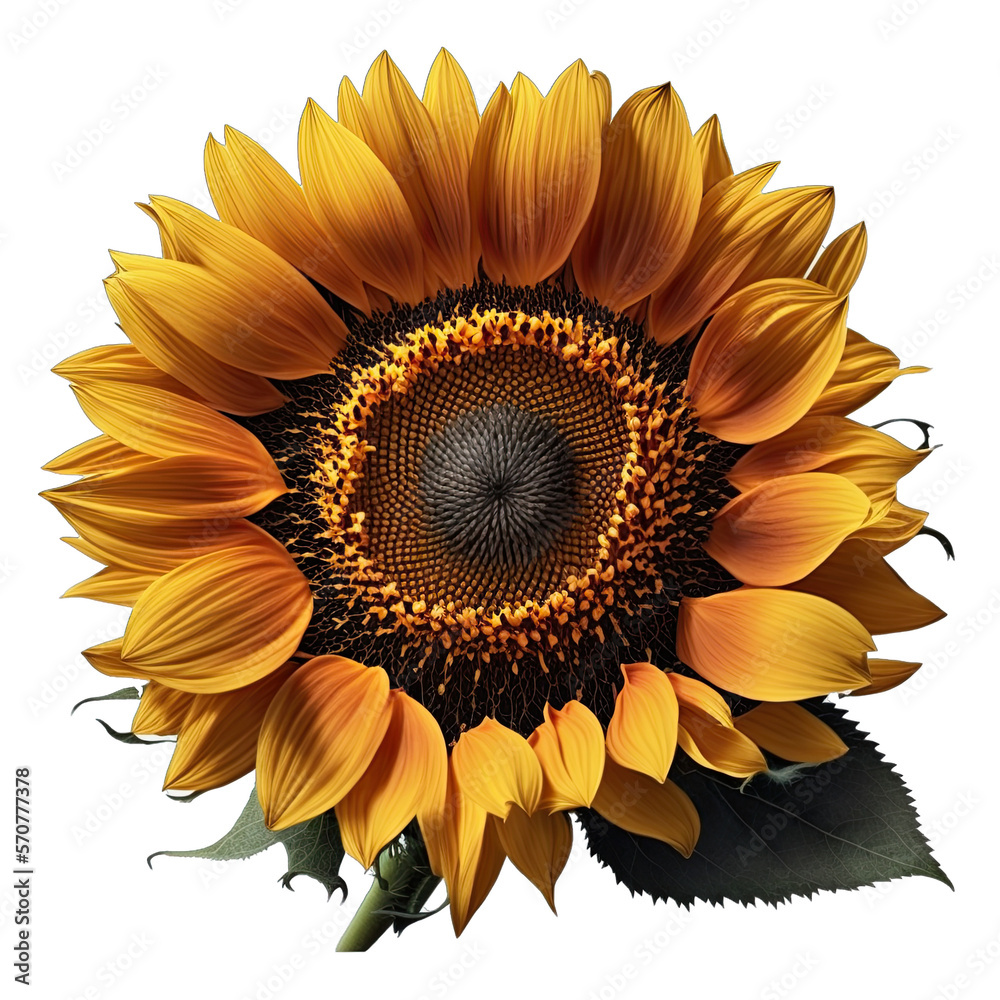 Sunflower Flower Design Elements Isolated on Transparent Background: A ...