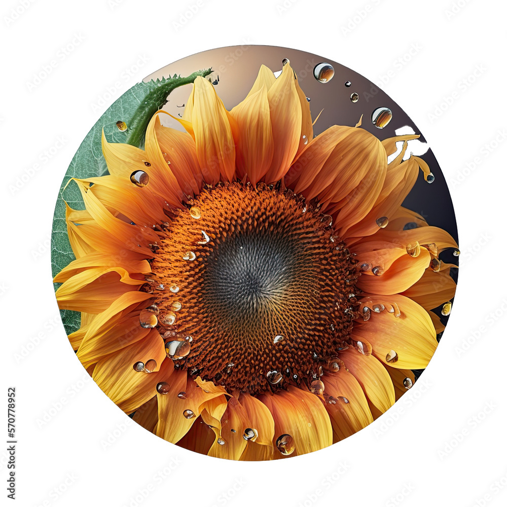 Sunflower Flower Sticker Design Elements Isolated Transparent ...