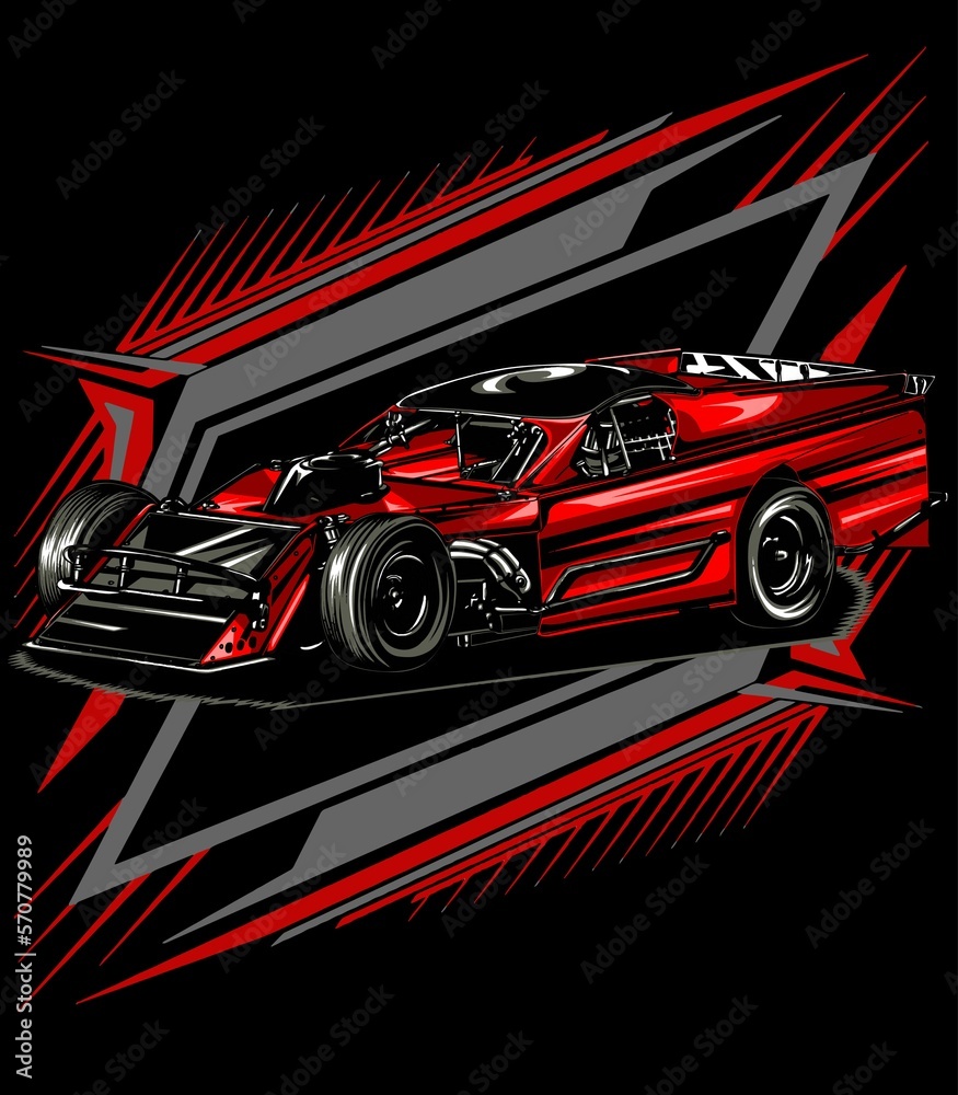 drag Racing Car, isolated on black background, for t-shirt business ...