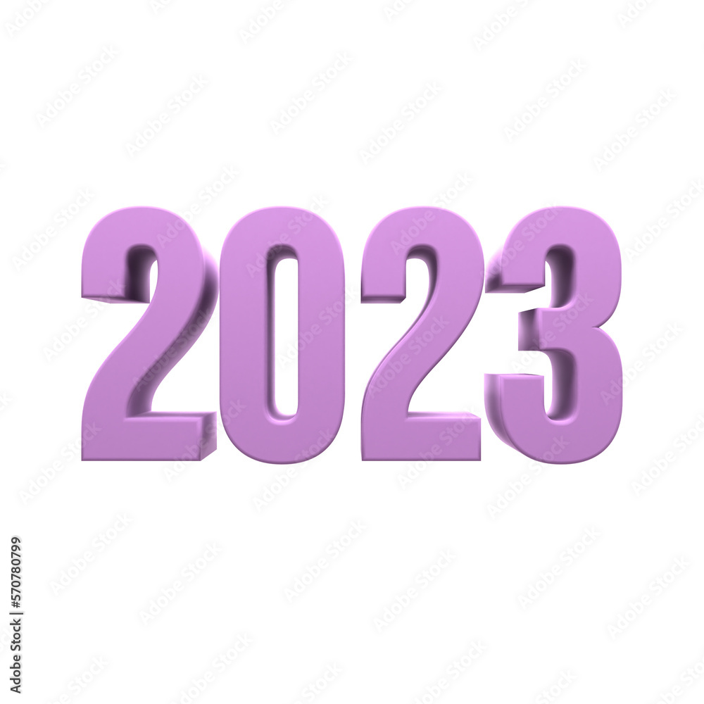 2023 text number 3d purple color in transparent background. png . 3d ...