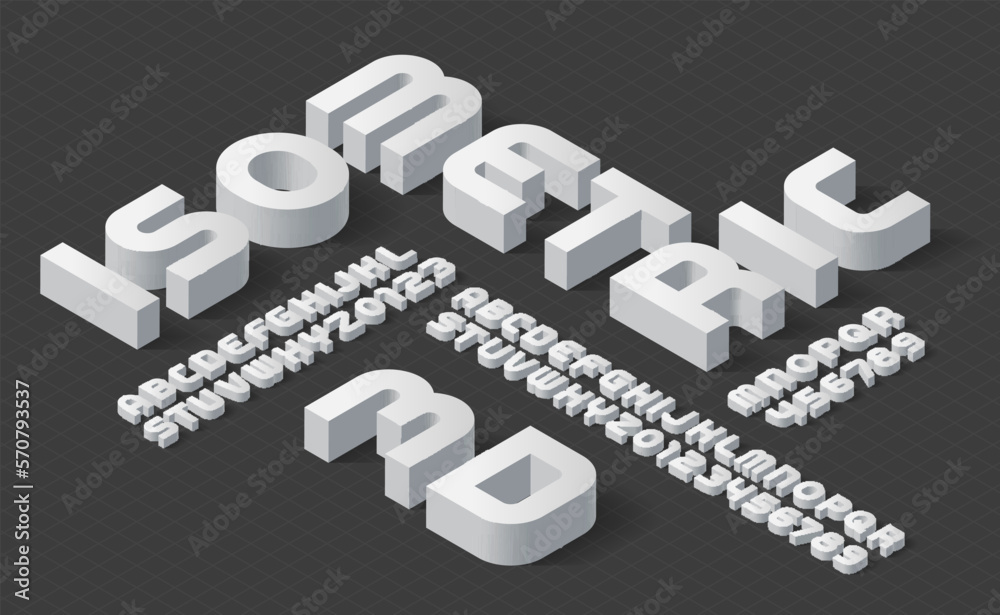 Isometric alphabet font. 3d letters and numbers. Stock vector typeface ...