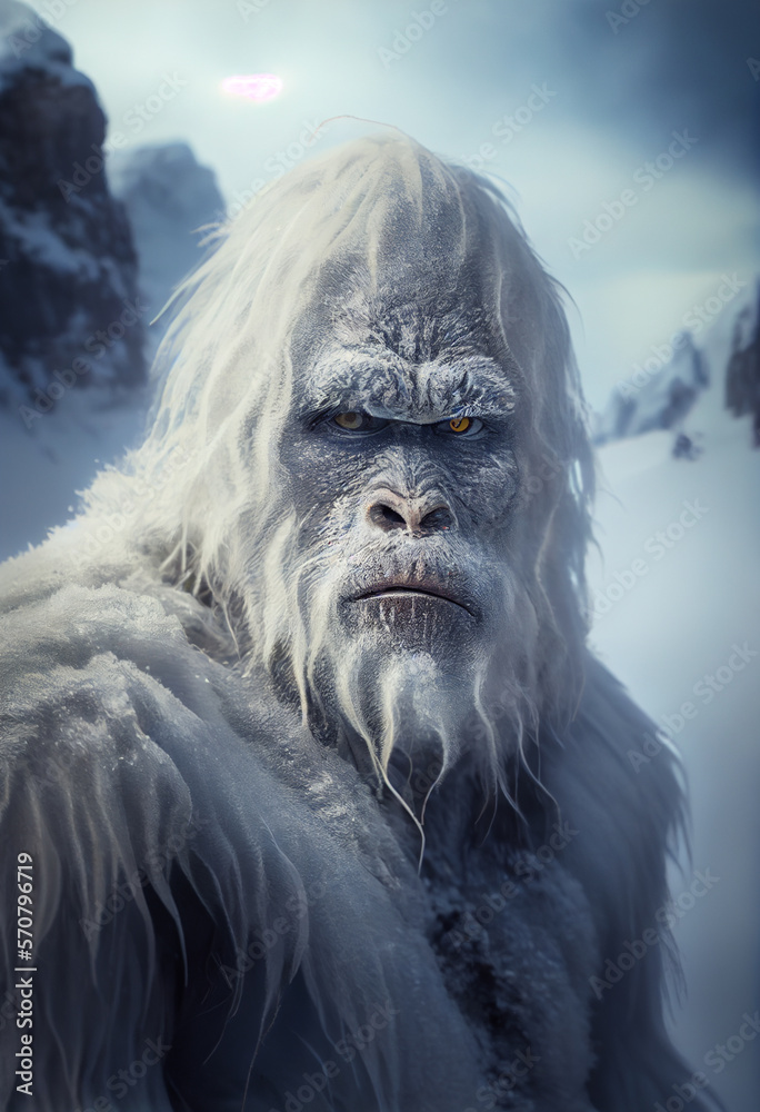 Portrait of the mythical creature called the Yeti. Generative AI. Stock ...