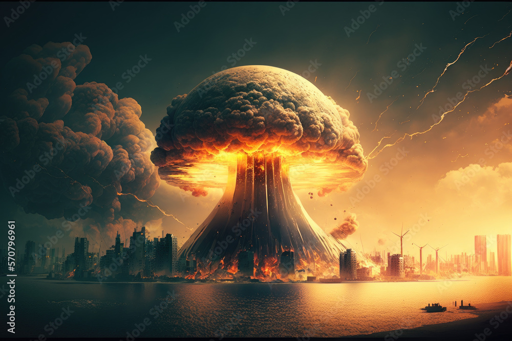 The end of the world with nuclear bomb, created using generative ...