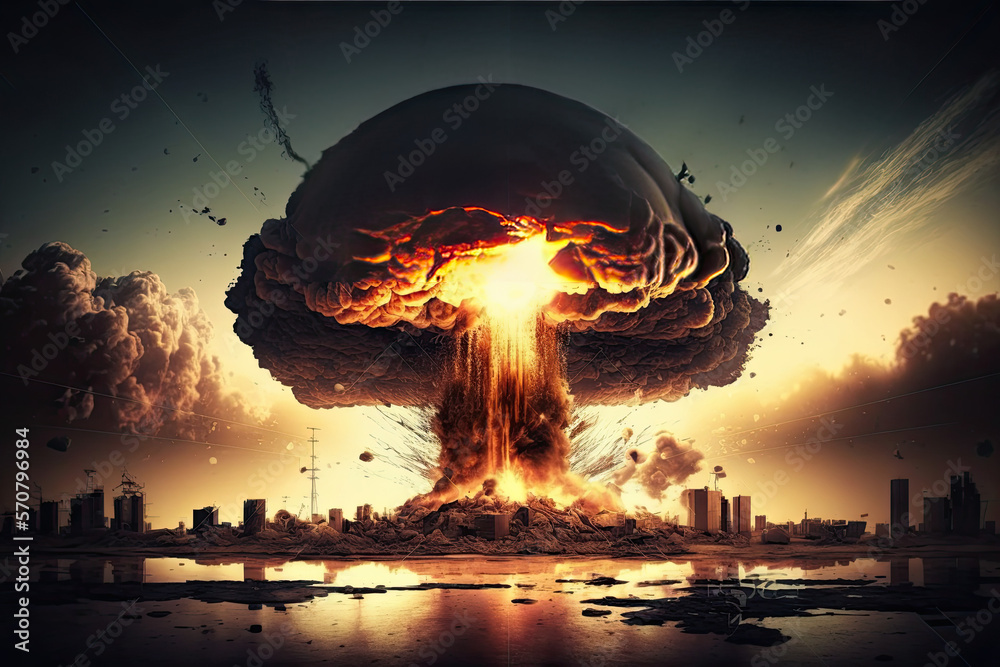 The end of the world with nuclear bomb, created using generative ...