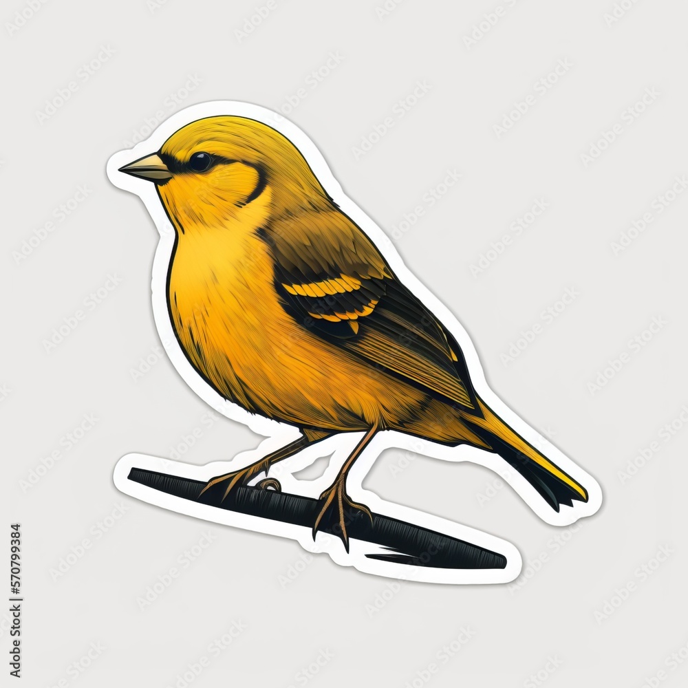 Cute yellow bird animal cartoon sticker Stock Illustration | Adobe Stock