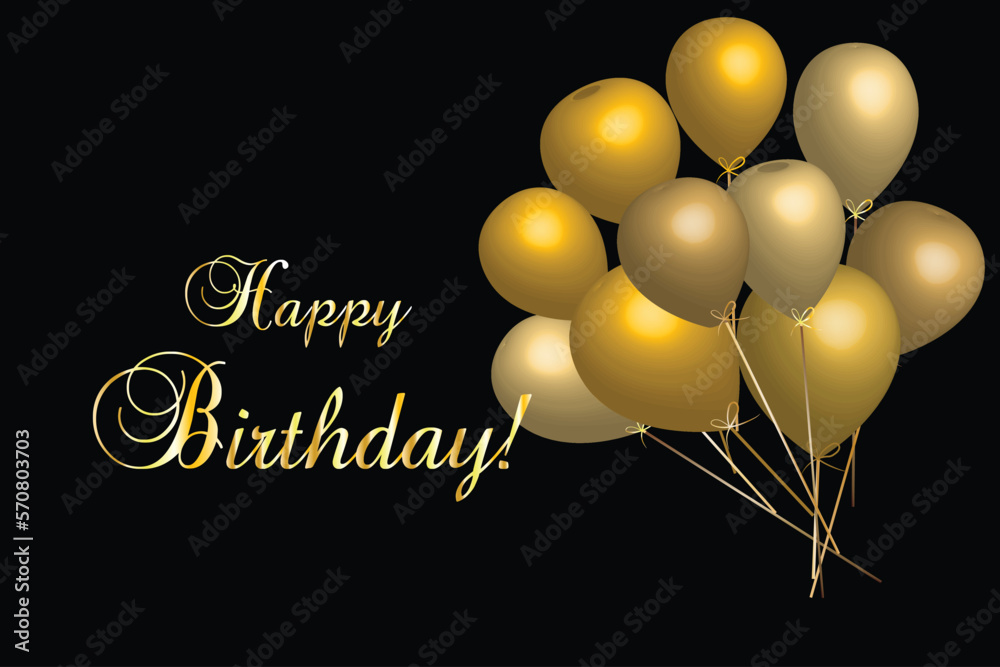 Happy birthday gold balloons luxury card background with copy space ...