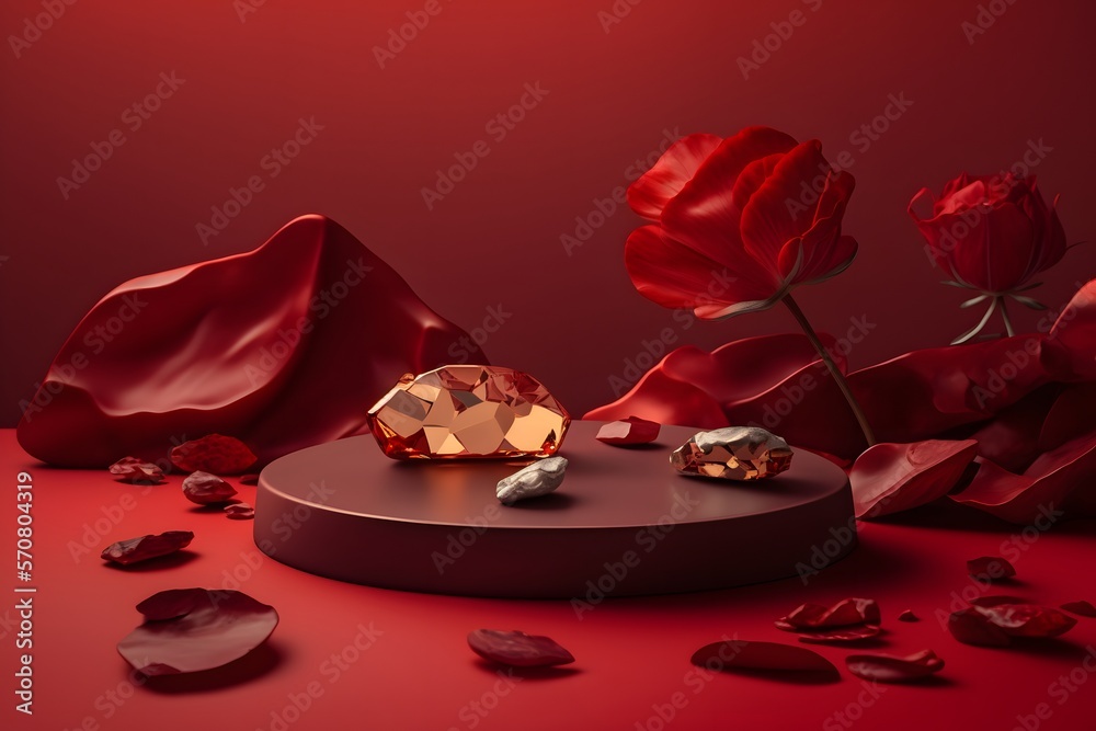 red table with red background created using AI Generative Technology ...