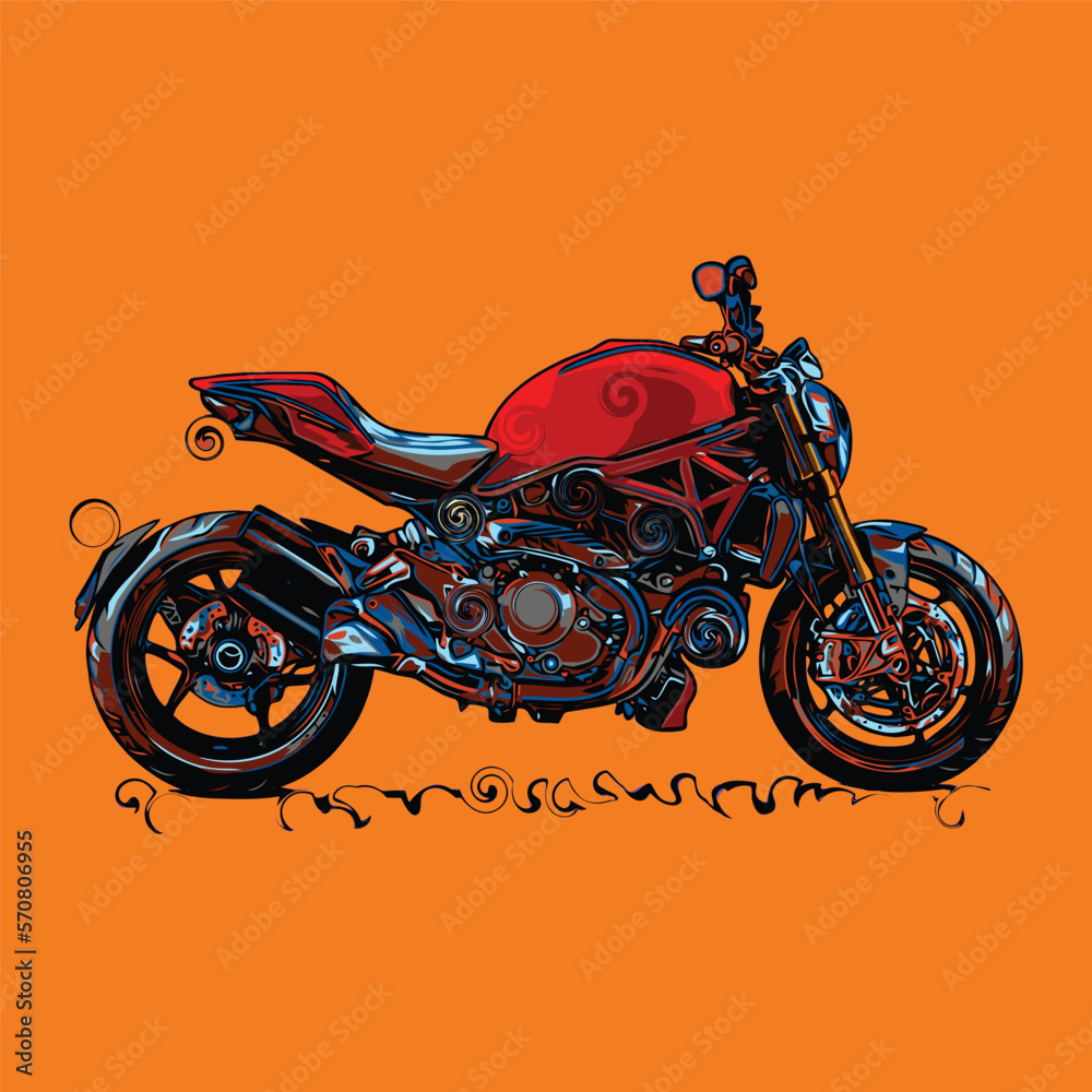 Motorcycle wrap decal and vinyl sticker design. Concept graphic ...