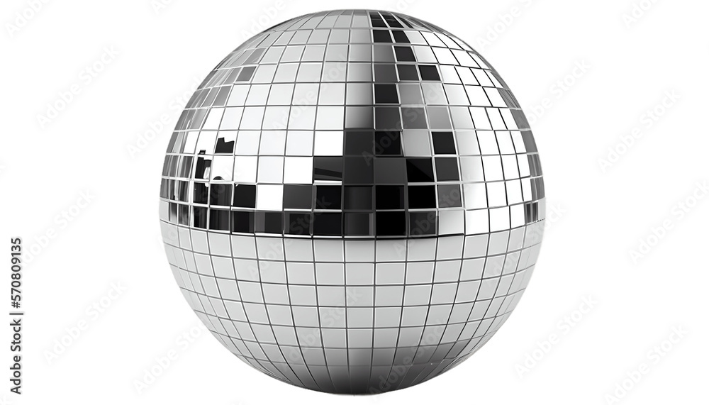 silver disco ball, disco ball isolated on Transparent background Stock ...