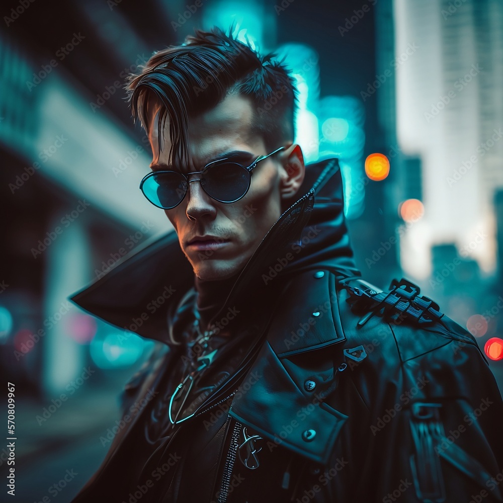 Young man with a defiant look, in a dystopian environment Stock ...