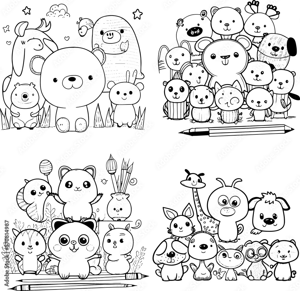 black and white coloring page for kids, line art, simple cartoon style ...