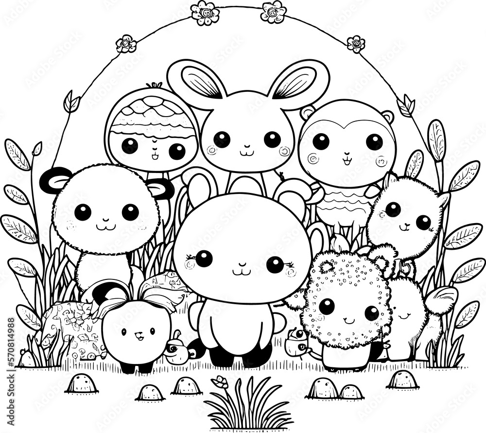black and white coloring page for kids, line art, simple cartoon style ...