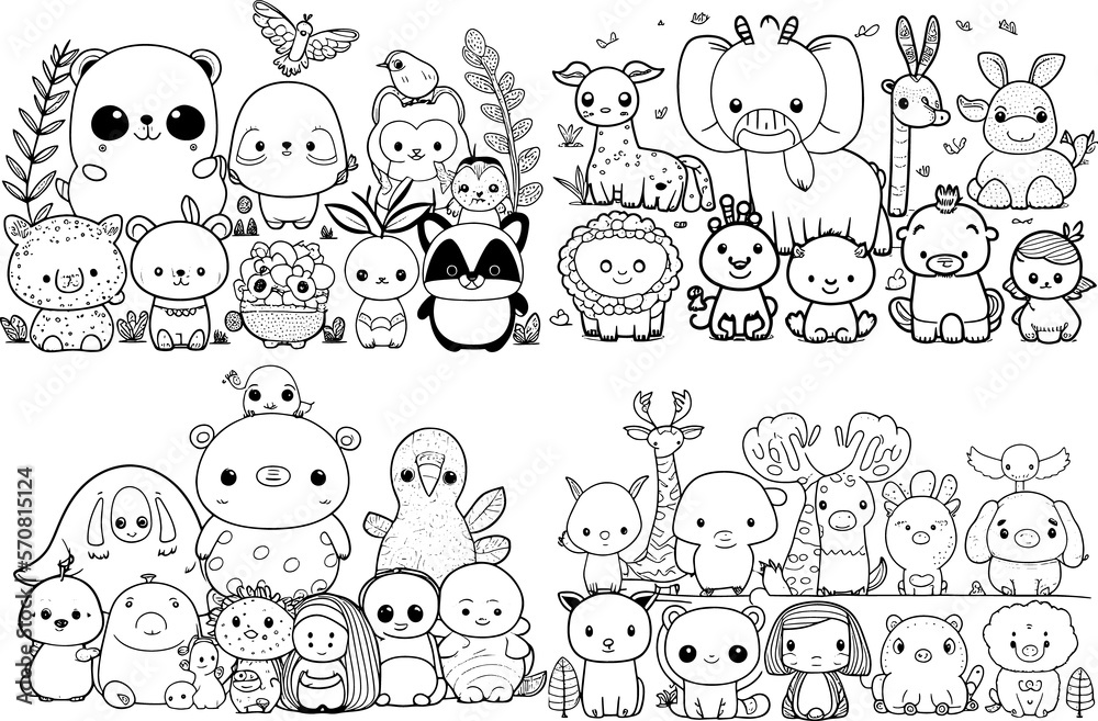 black and white coloring page for kids, line art, simple cartoon style ...