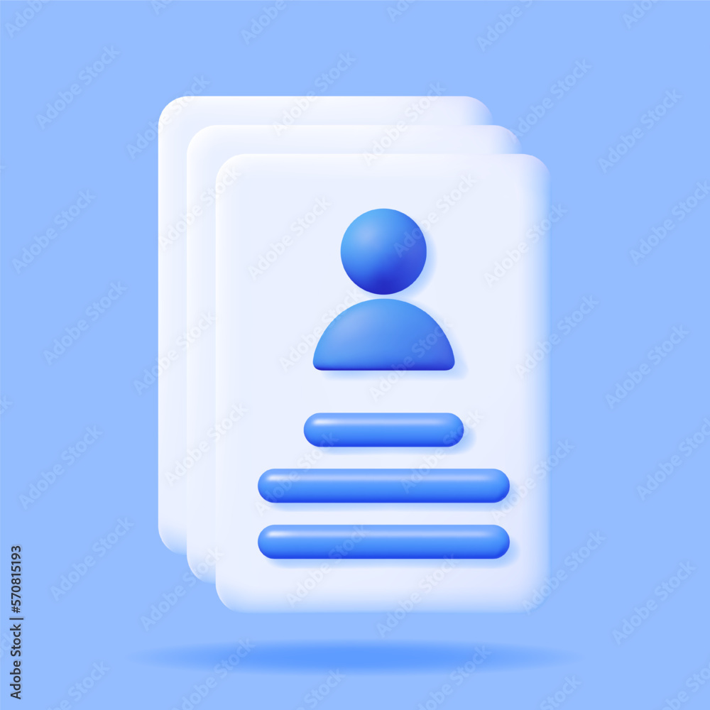 3D Job Application Stack Isolated. Render CV Papers Resume. Job ...