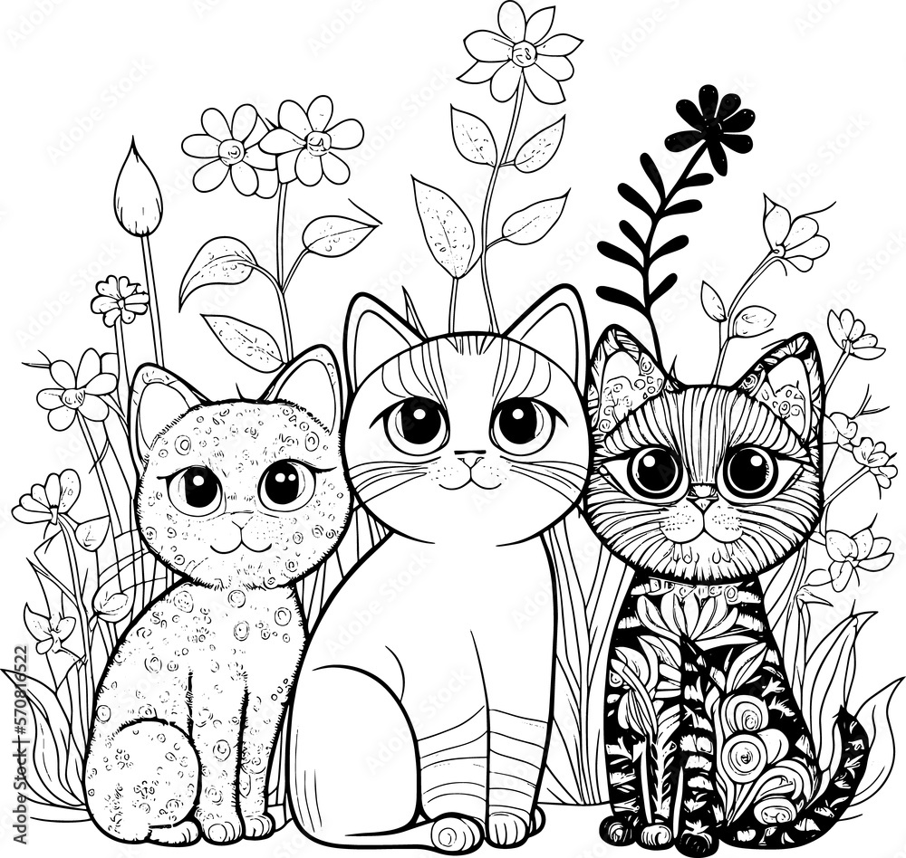 Black and white coloring pages for adults. Line art. Simple cartoon ...