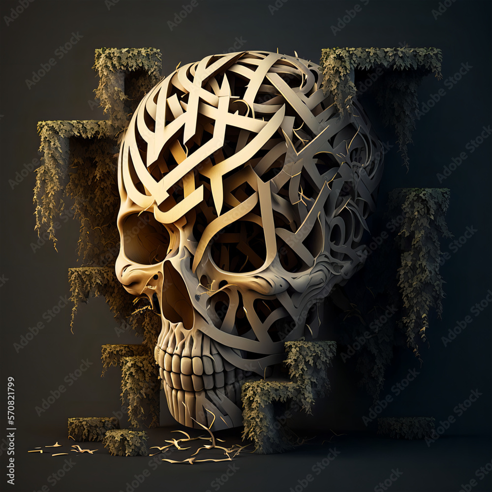 Skull Etched With Mystical Runes and Symbols | AI Generated | Digital ...