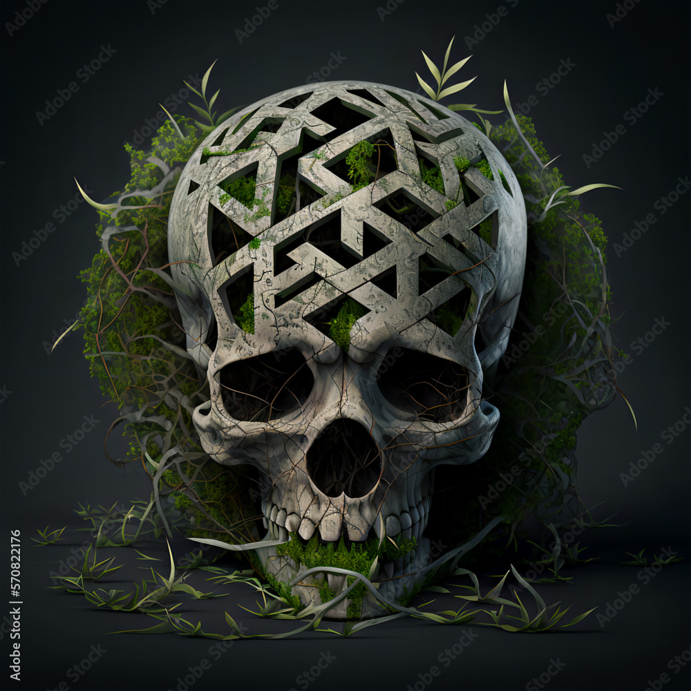 Skull Etched With Mystical Runes and Symbols | AI Generated | Digital ...