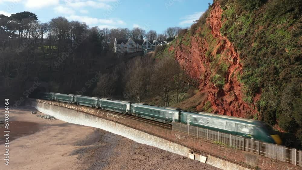 Intercity southeast train on tourist railway alongside the coastal ...