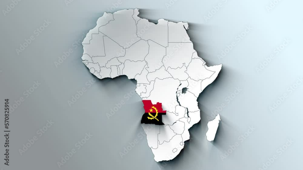 Africa Continent Map Showing Angola Country Highlighted vídeo do Stock ...