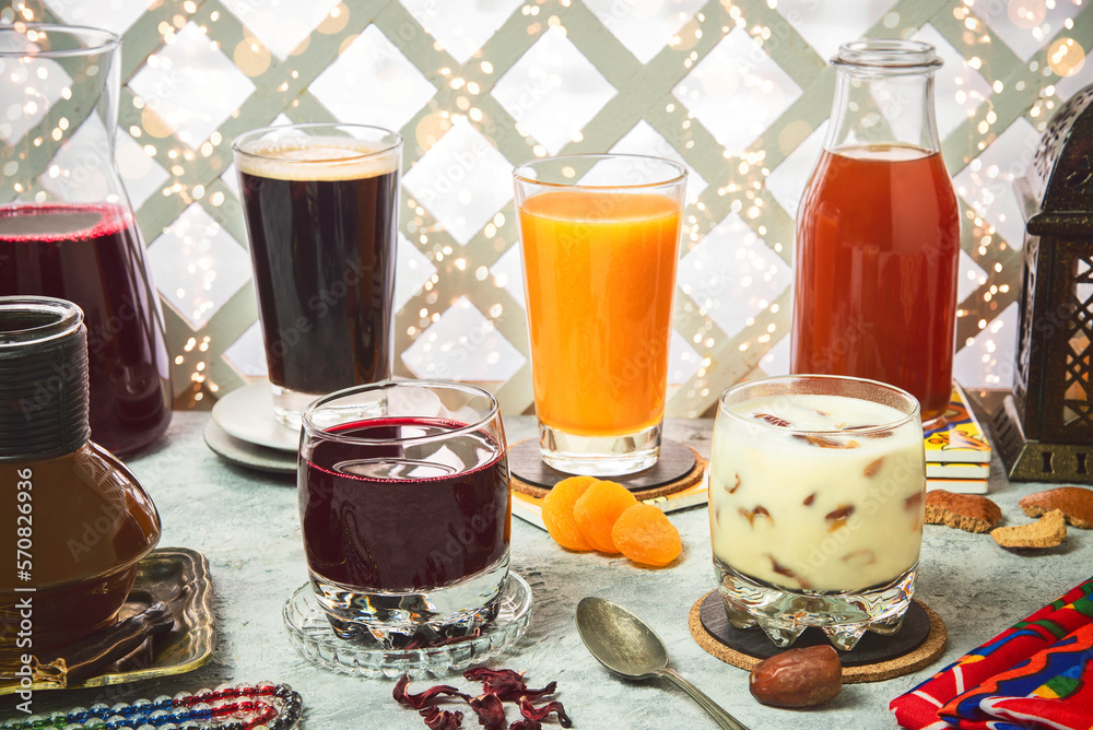 Arabic Cuisine; A variety of oriental Arabic drinks that are served in ...